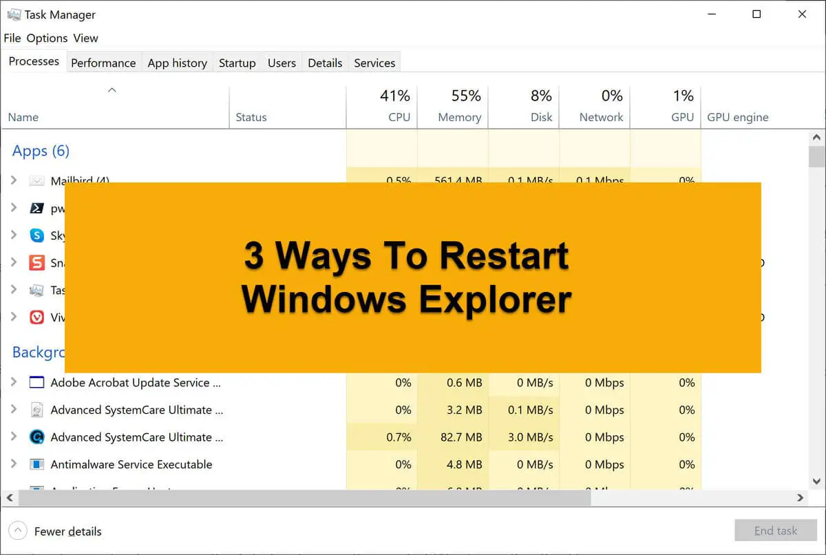 3 Ways To Restart Windows Explorer In Windows 10