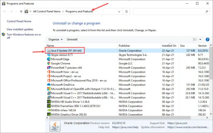 Download And Install Java 8 Update 291
