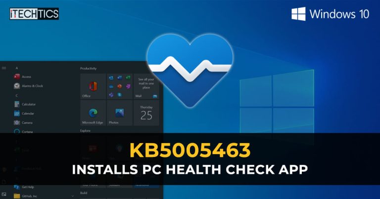 KB5005463 For Windows 10: Installs PC Health Check App