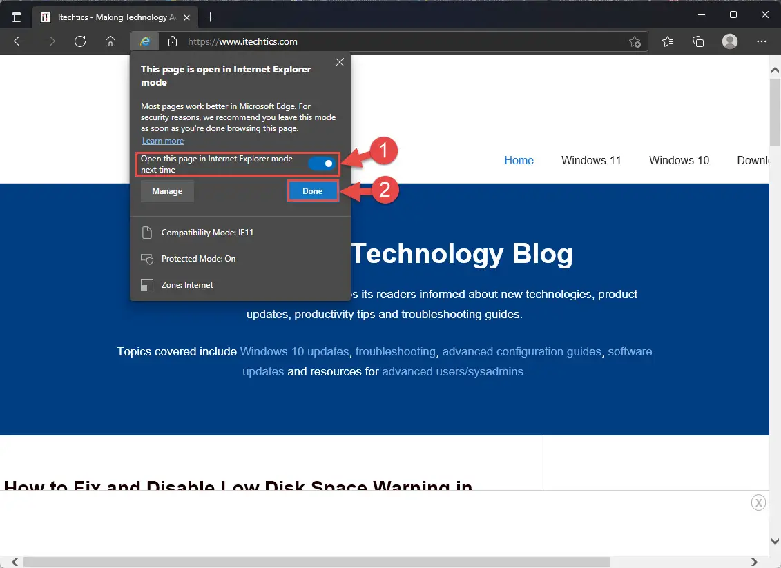 How To Enable And Use IE/Compatibility Mode On Microsoft Edge