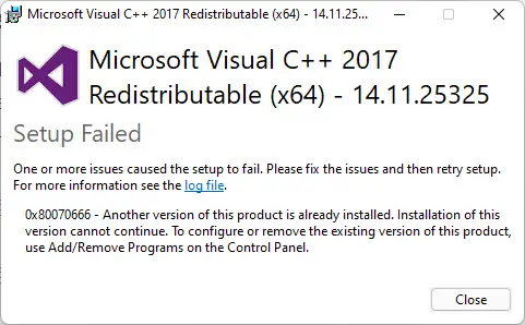 How To Fix Error Code 0x80070666 While Installing Microsoft Visual C++ Redistributable