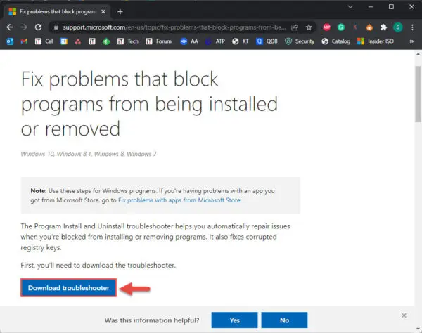 Fix Software Problems Using "Program Install And Uninstall" Troubleshooter