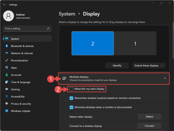 3 Ways To Change Primary Monitor In Windows 11/10