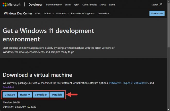 Download Windows Virtual Machines (VMWare, Hyper V, VirtualBox, Parallels)