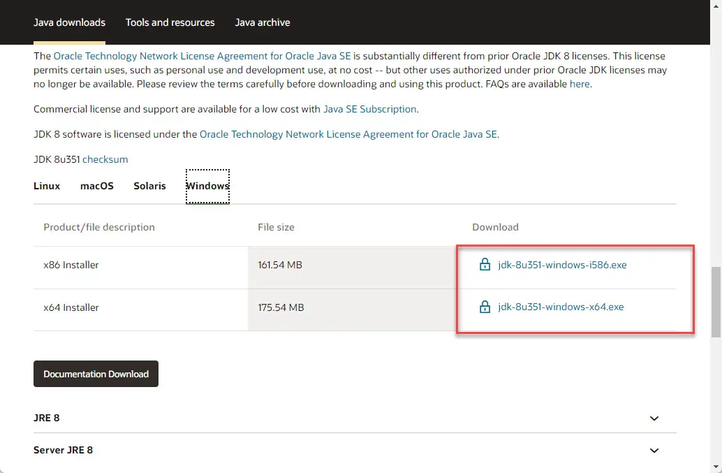 Download Java 8 Update 351 (Offline Installers)