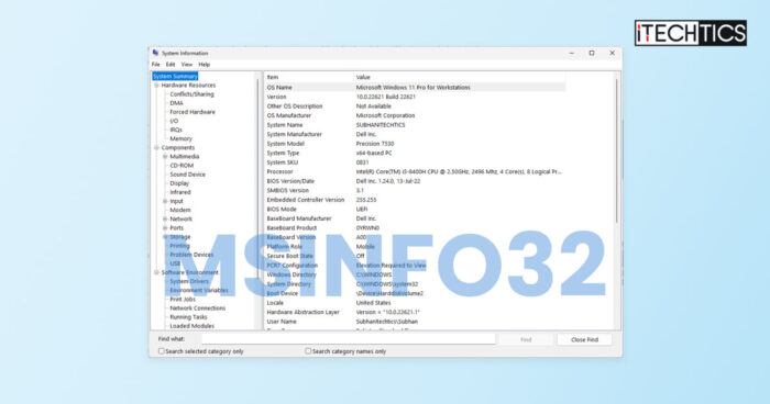 How To Get System Information Using SystemInfo And MSInfo32 Tools