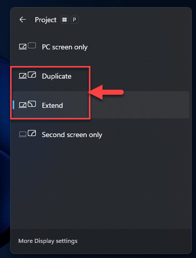 How To Duplicate Or Extend Screen On Windows 11/10