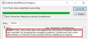 Fix Outlook Error 0x800CCC1A Server Does Not Support Connection ...