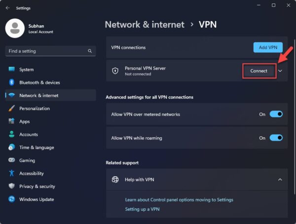 How To Set Up A VPN Connection In Windows 11