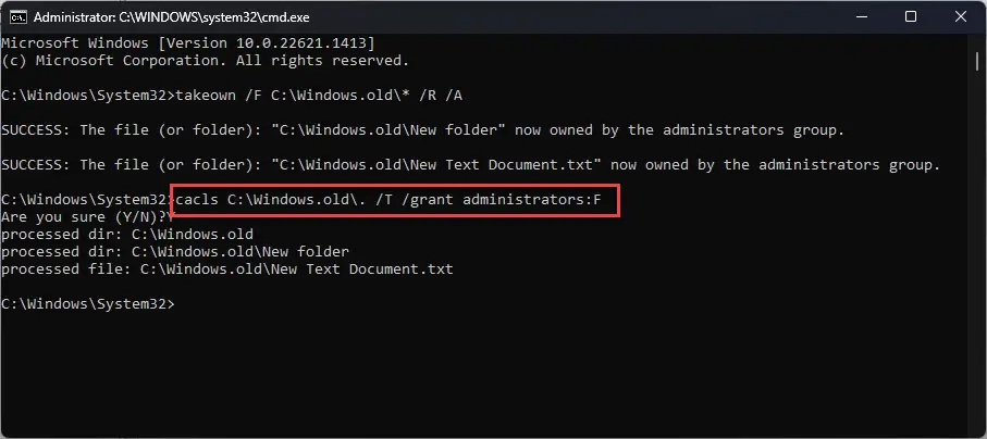 How To Delete The Windows.old Folder Using Command Prompt