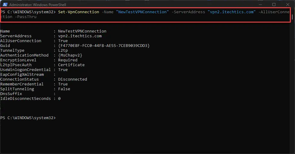 How To Add, Manage VPN Connection In Windows Using PowerShell