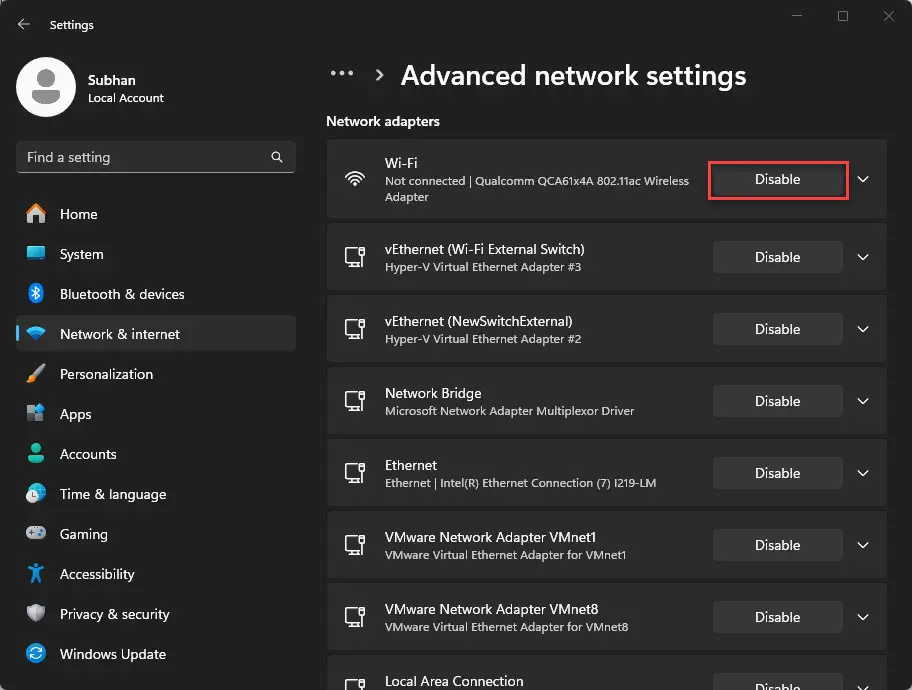 5 Ways To Disable Enable Or Restart Network Adapter In Windows 11